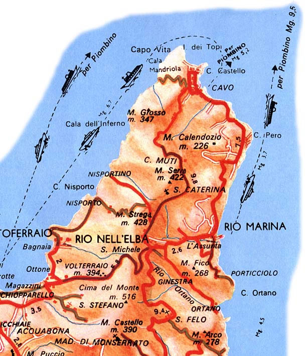 Map Insel Elba, Italien